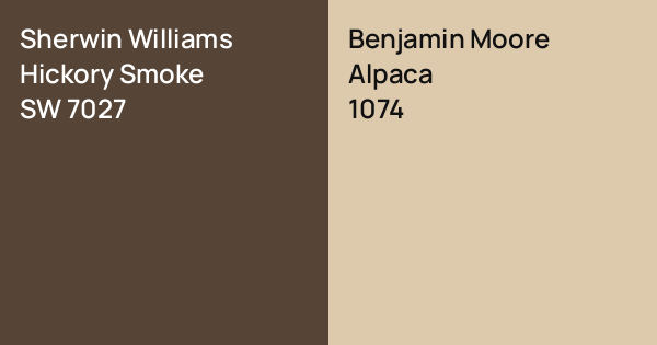 Sherwin Williams Hickory Smoke vs. Benjamin Moore Alpaca comparison