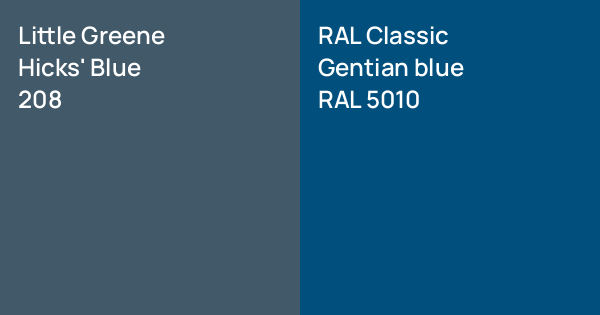 Little Greene Hicks' Blue vs. RAL Classic Gentian blue comparison