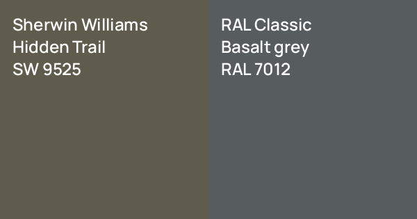 Sherwin Williams Hidden Trail vs. RAL Classic Basalt grey comparison