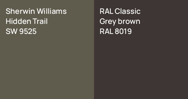 Sherwin Williams Hidden Trail vs. RAL Classic Grey brown comparison