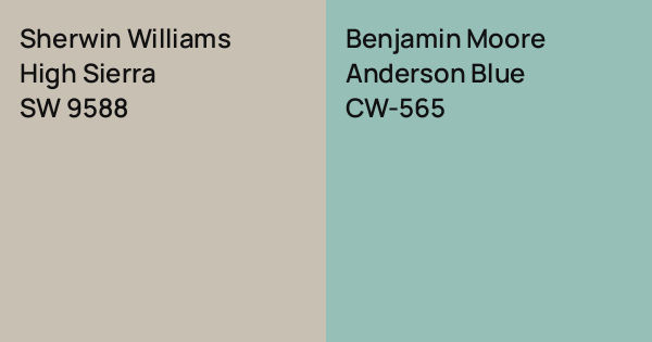 Sherwin Williams High Sierra vs. Benjamin Moore Anderson Blue comparison