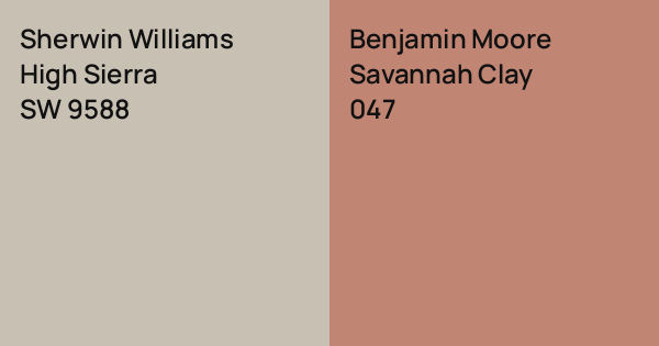 Sherwin Williams High Sierra vs. Benjamin Moore Savannah Clay comparison