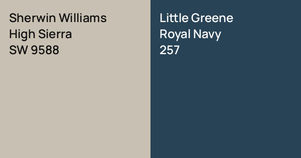 Sherwin Williams High Sierra vs. Little Greene Royal Navy comparison