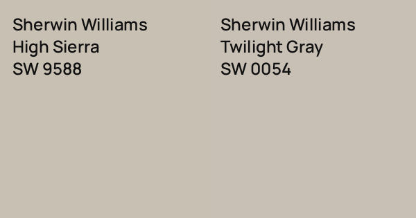 Sherwin Williams High Sierra vs. Sherwin Williams Twilight Gray comparison