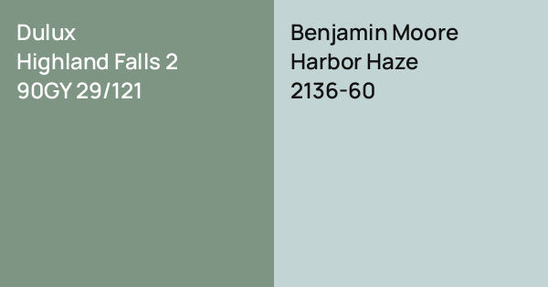 Dulux Highland Falls 2 vs. Benjamin Moore Harbor Haze comparison