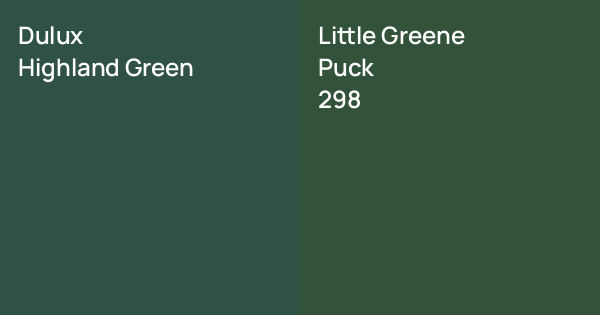 Dulux Highland Green vs. Little Greene Puck comparison