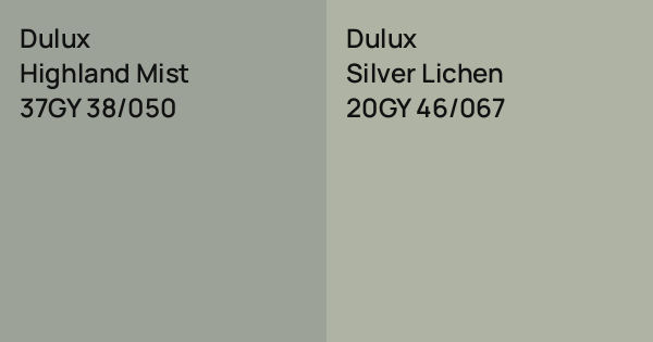 Dulux Highland Mist vs. Dulux Silver Lichen comparison