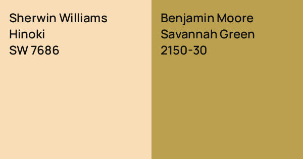 Sherwin Williams Hinoki vs. Benjamin Moore Savannah Green comparison