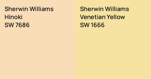 Sherwin Williams Hinoki vs. Sherwin Williams Venetian Yellow comparison