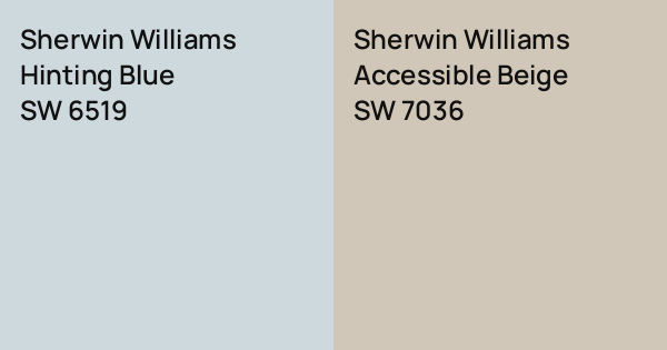 Sherwin Williams Hinting Blue vs. Sherwin Williams Accessible Beige ...