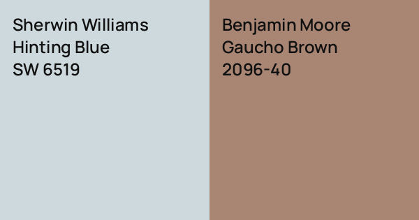Sherwin Williams Hinting Blue vs. Benjamin Moore Gaucho Brown comparison