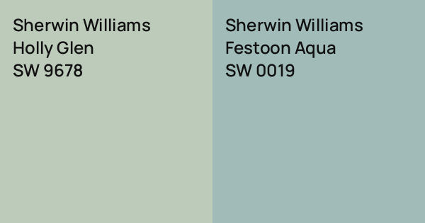 Sherwin Williams Holly Glen vs. Sherwin Williams Festoon Aqua comparison