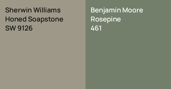 Sherwin Williams Honed Soapstone vs. Benjamin Moore Rosepine comparison