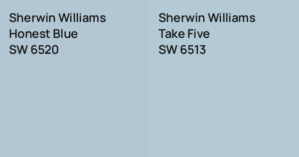 Sherwin Williams Honest Blue vs. Sherwin Williams Take Five comparison