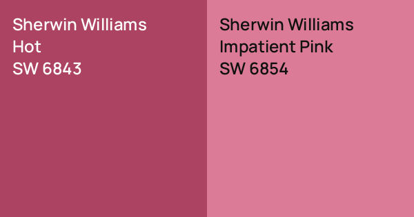 Sherwin Williams Hot vs. Sherwin Williams Impatient Pink comparison