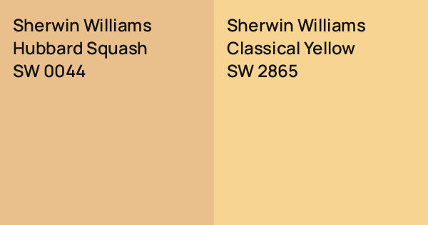 Sherwin Williams Hubbard Squash vs. Sherwin Williams Classical Yellow ...