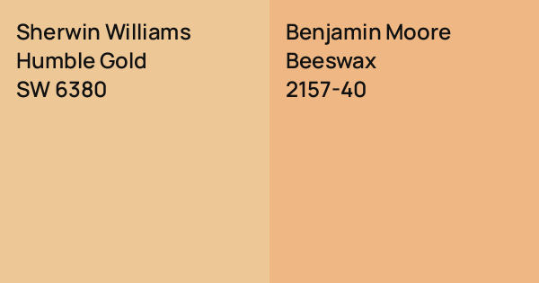 Sherwin Williams Humble Gold vs. Benjamin Moore Beeswax comparison