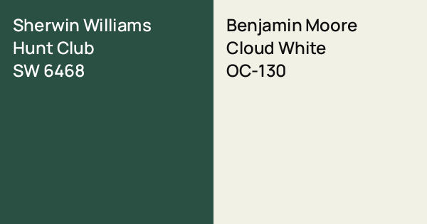 Sherwin Williams Hunt Club vs. Benjamin Moore Cloud White comparison