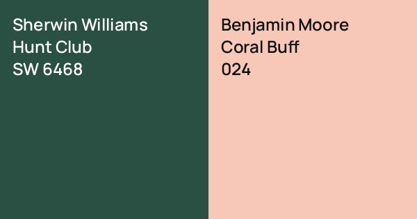 Sherwin Williams Hunt Club vs. Benjamin Moore Coral Buff comparison