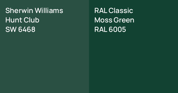 Sherwin Williams Hunt Club vs. RAL Classic Moss Green comparison
