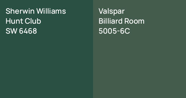 Sherwin Williams Hunt Club vs. Valspar Billiard Room comparison