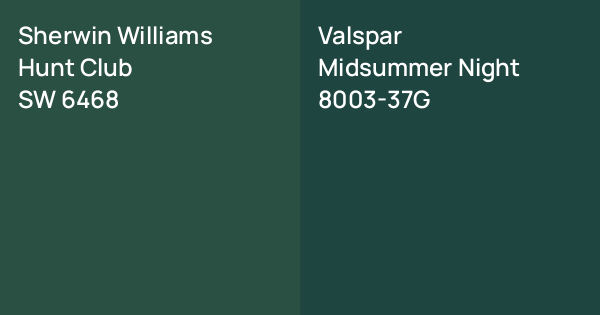 Sherwin Williams Hunt Club vs. Valspar Midsummer Night comparison