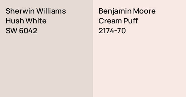 Sherwin Williams Hush White vs. Benjamin Moore Cream Puff comparison