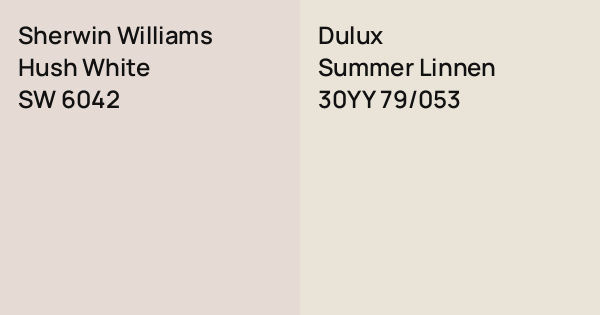 Sherwin Williams Hush White vs. Dulux Summer Linnen comparison