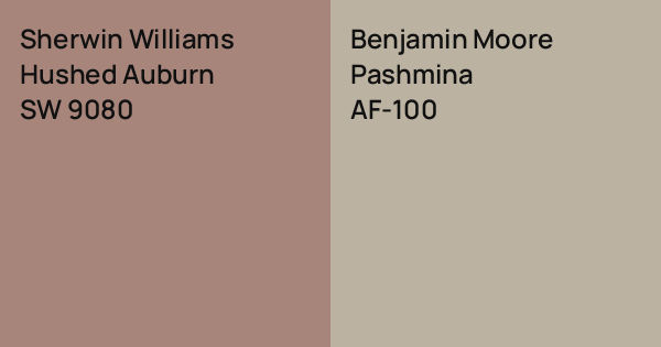 Sherwin Williams Hushed Auburn vs. Benjamin Moore Pashmina comparison