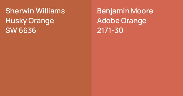 Sherwin Williams Husky Orange vs. Benjamin Moore Adobe Orange comparison
