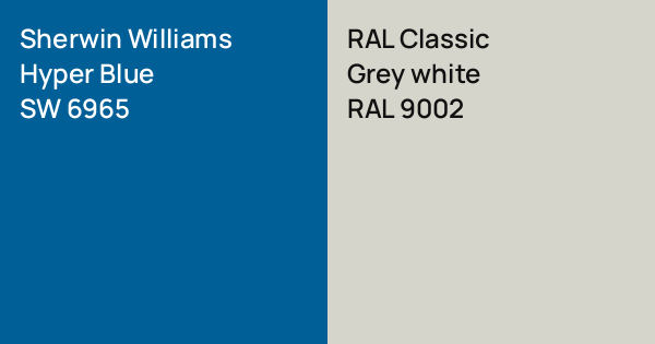 Sherwin Williams Hyper Blue vs. RAL Classic Grey white comparison