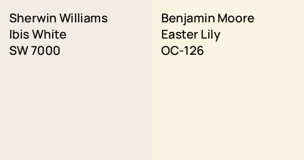 Sherwin Williams Ibis White vs. Benjamin Moore Easter Lily comparison