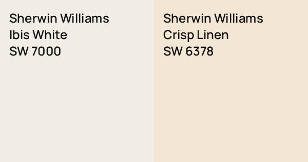 Sherwin Williams Ibis White vs. Sherwin Williams Crisp Linen comparison