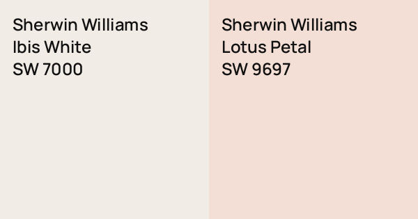 Sherwin Williams Ibis White vs. Sherwin Williams Lotus Petal comparison