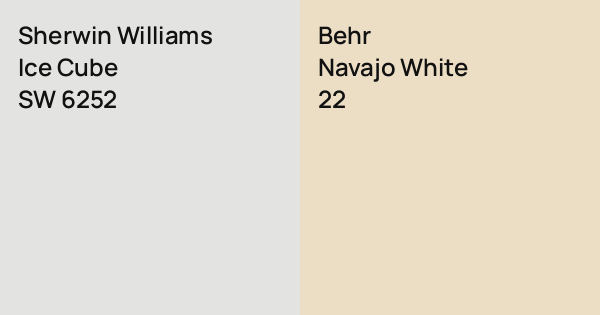 Sherwin Williams Ice Cube vs. Behr Navajo White comparison