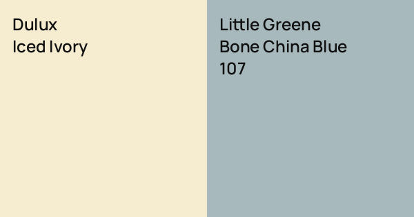 Dulux Iced Ivory vs. Little Greene Bone China Blue comparison