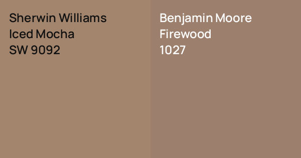 Sherwin Williams Iced Mocha vs. Benjamin Moore Firewood comparison