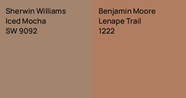 Sherwin Williams Iced Mocha vs. Benjamin Moore Lenape Trail comparison
