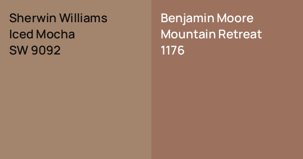 Sherwin Williams Iced Mocha vs. Benjamin Moore Mountain Retreat comparison