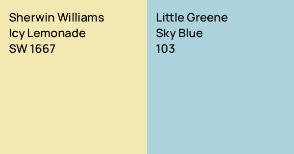 Sherwin Williams Icy Lemonade vs. Little Greene Sky Blue comparison