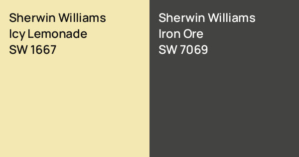 Sherwin Williams Icy Lemonade vs. Sherwin Williams Iron Ore comparison
