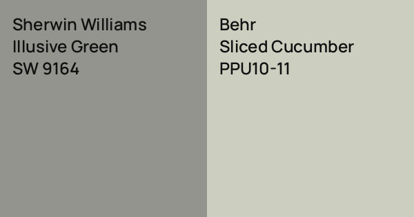 Sherwin Williams Illusive Green vs. Behr Sliced Cucumber comparison