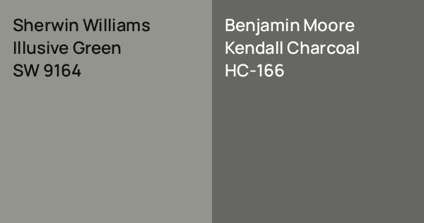 Sherwin Williams Illusive Green vs. Benjamin Moore Kendall Charcoal ...
