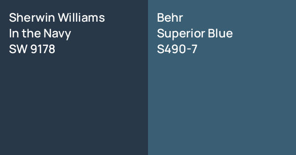 Sherwin Williams In the Navy vs. Behr Superior Blue comparison