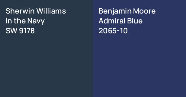 Sherwin Williams In the Navy vs. Benjamin Moore Admiral Blue comparison
