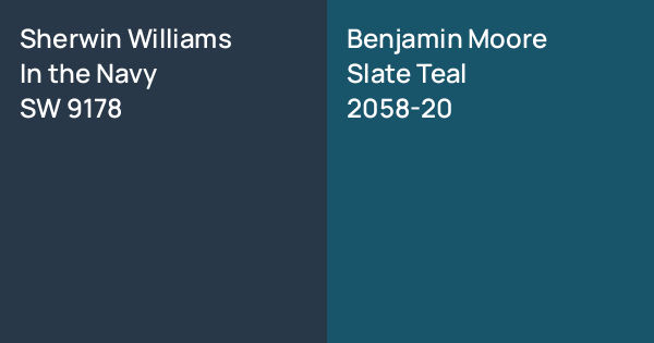 Sherwin Williams In the Navy vs. Benjamin Moore Slate Teal comparison