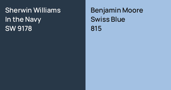 Sherwin Williams In the Navy vs. Benjamin Moore Swiss Blue comparison