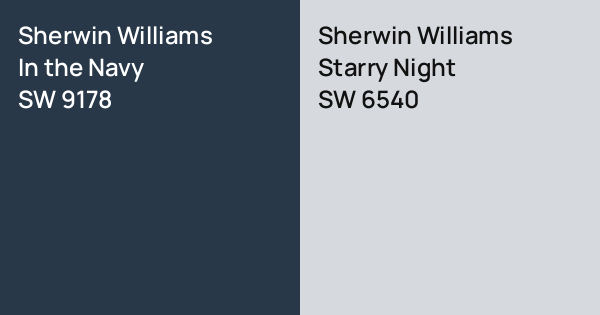 Sherwin Williams In the Navy vs. Sherwin Williams Starry Night comparison