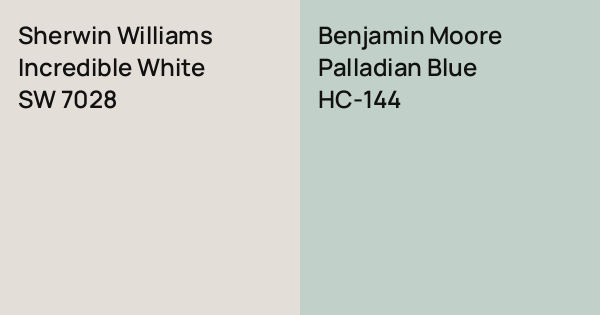 Sherwin Williams Incredible White vs. Benjamin Moore Palladian Blue ...
