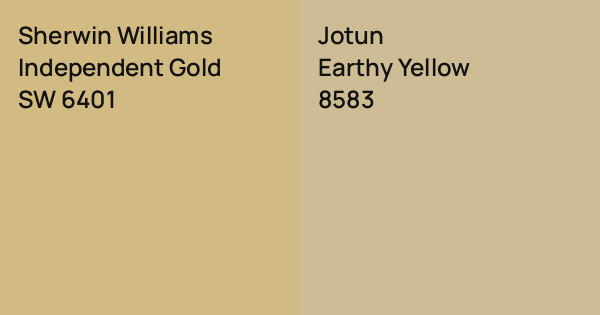 Sherwin Williams Independent Gold vs. Jotun Earthy Yellow comparison